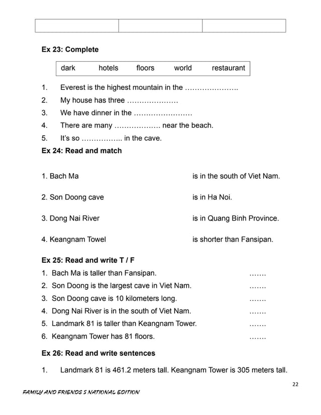 BÀI TẬP BỔ TRỢ ﻿TIẾNG ANH FAMILY AND FRIENDS 5 NATIONAL EDITION - HK2 (CÓ FILE NGHE VÀ VỞ LUYỆN ...