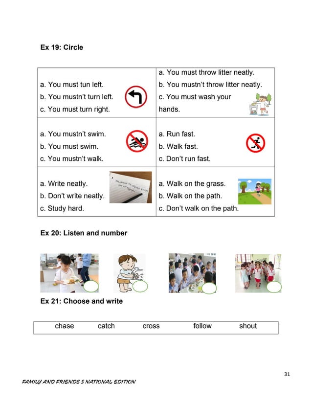 BÀI TẬP BỔ TRỢ ﻿TIẾNG ANH FAMILY AND FRIENDS 5 NATIONAL EDITION - HK2 (CÓ FILE NGHE VÀ VỞ LUYỆN ...