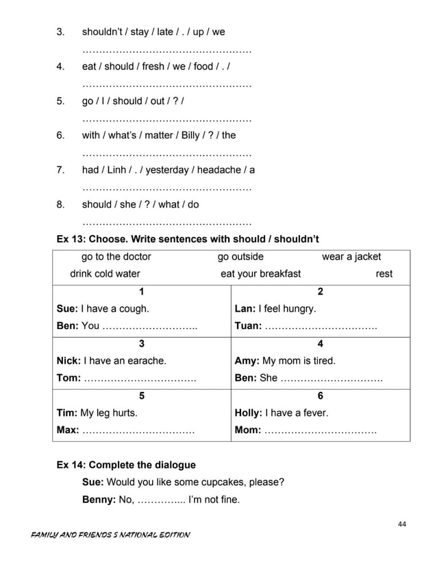 BÀI TẬP BỔ TRỢ ﻿TIẾNG ANH FAMILY AND FRIENDS 5 NATIONAL EDITION - HK2 (CÓ FILE NGHE VÀ VỞ LUYỆN ...