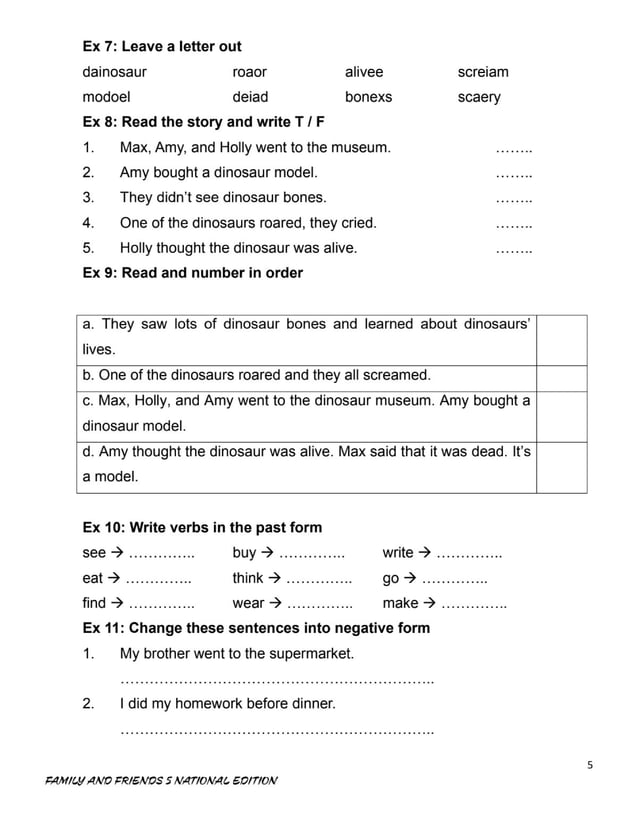 BÀI TẬP BỔ TRỢ ﻿TIẾNG ANH FAMILY AND FRIENDS 5 NATIONAL EDITION - HK2 (CÓ FILE NGHE VÀ VỞ LUYỆN ...