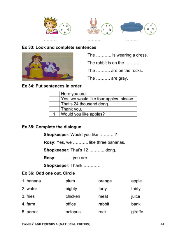 BÀI TẬP BỔ TRỢ ﻿TIẾNG ANH FAMILY AND FRIENDS NATIONAL EDITION - LỚP 4 ...