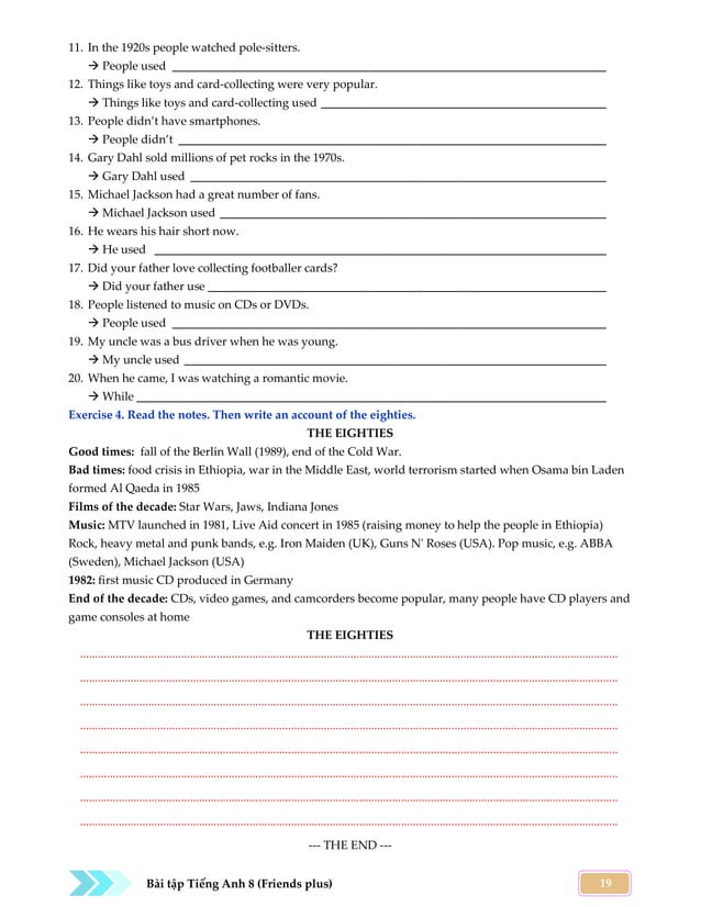 BÀI TẬP BỔ TRỢ TIẾNG ANH LỚP 8 - CẢ NĂM - FRIENDS PLUS - NĂM HỌC 2023 ...