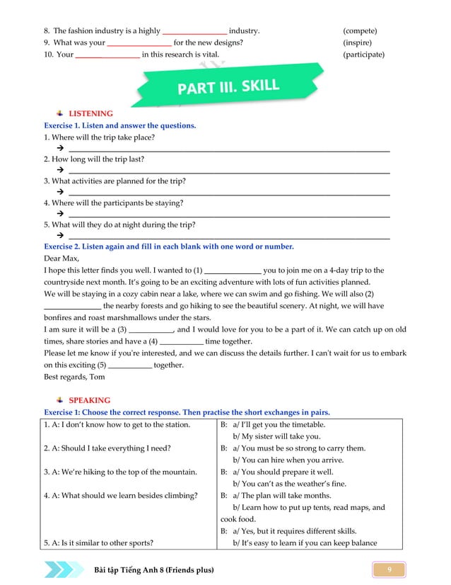 BÀI TẬP BỔ TRỢ TIẾNG ANH LỚP 8 - CẢ NĂM - FRIENDS PLUS - NĂM HỌC 2023 ...