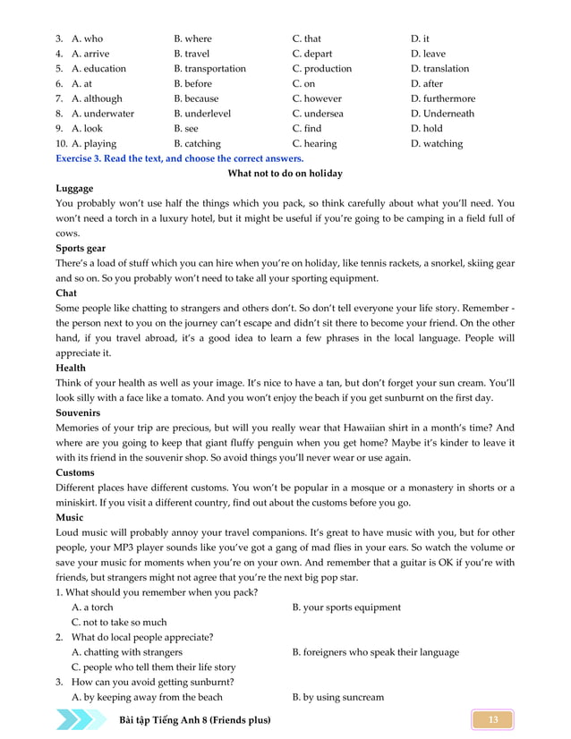 BÀI TẬP BỔ TRỢ TIẾNG ANH LỚP 8 - CẢ NĂM - FRIENDS PLUS - NĂM HỌC 2023 ...