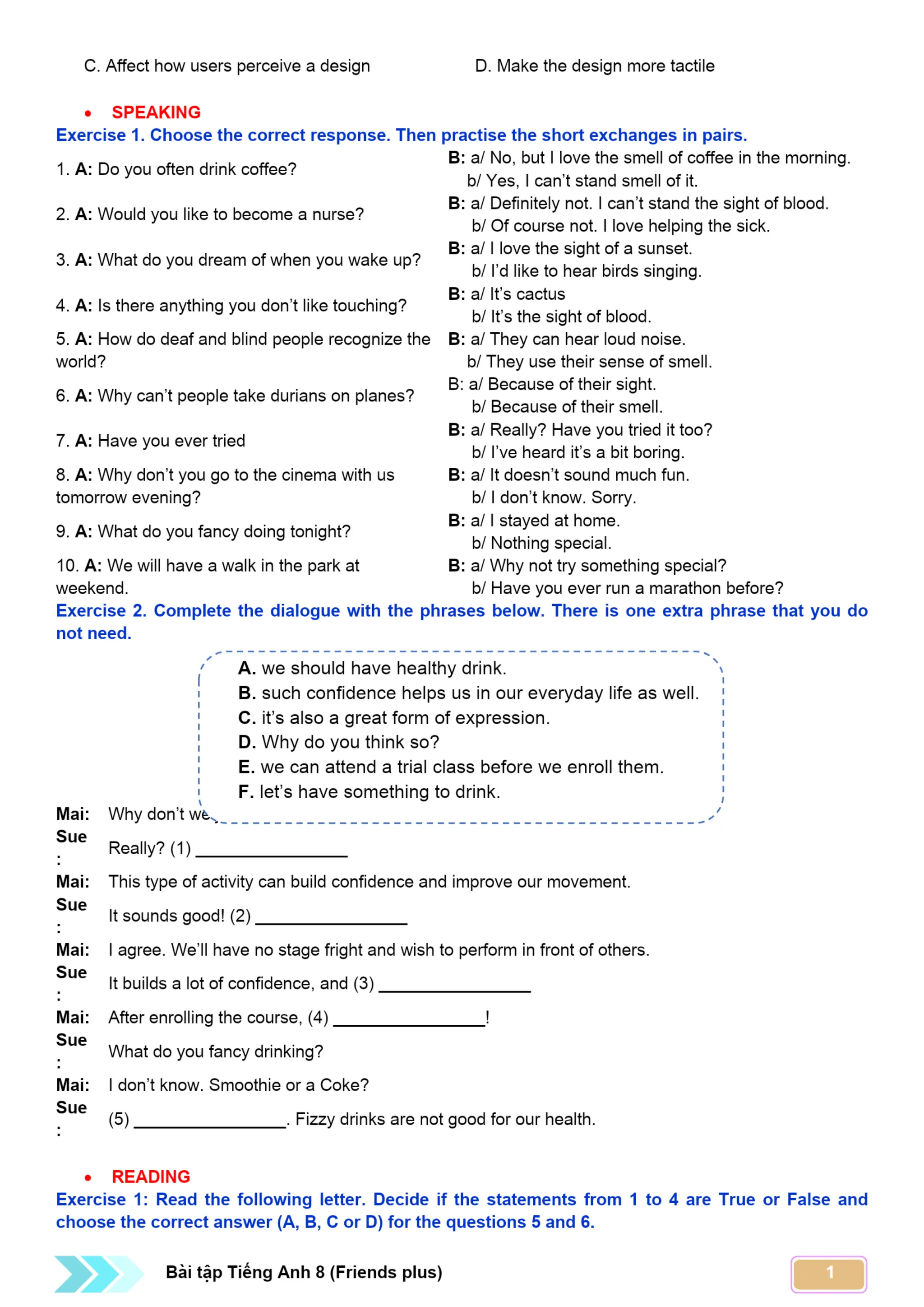 BÀI TẬP BỔ TRỢ TIẾNG ANH LỚP 8 CẢ NĂM - FRIENDS PLUS - B﻿ẢN ĐẸP - CÓ FILE NGHE (BẢN HS-GV) (BÀI ...