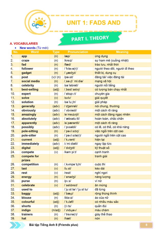 BÀI TẬP BỔ TRỢ TIẾNG ANH LỚP 8 CẢ NĂM - FRIENDS PLUS - B﻿ẢN ĐẸP - CÓ ...