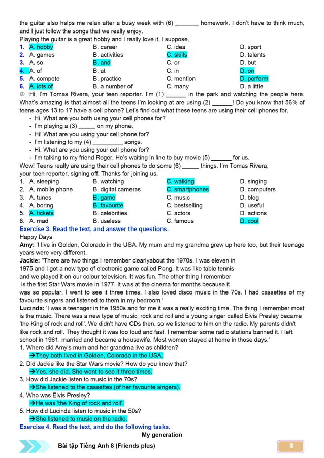 BÀI TẬP BỔ TRỢ TIẾNG ANH LỚP 8 CẢ NĂM - FRIENDS PLUS - B﻿ẢN ĐẸP - CÓ ...