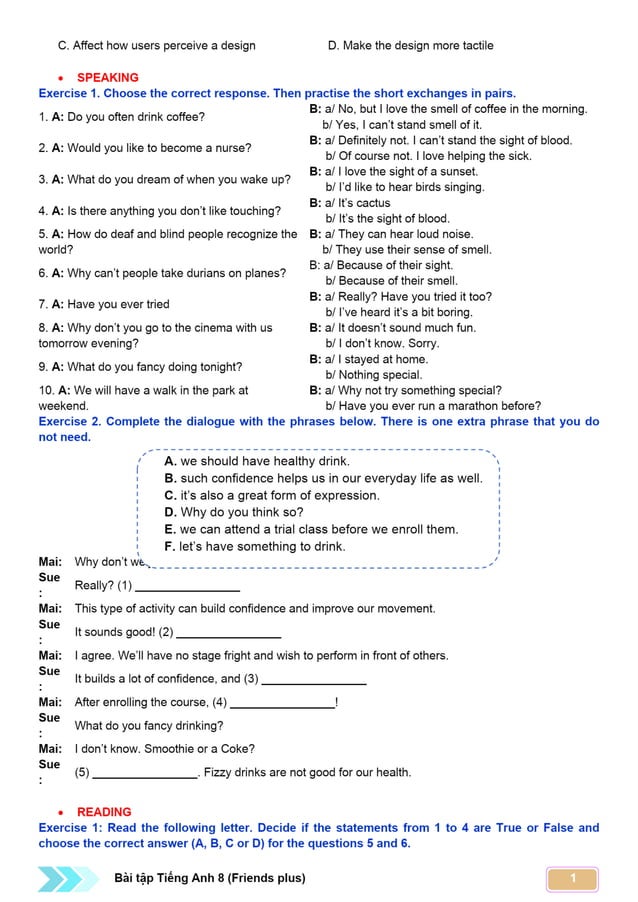 BÀI TẬP BỔ TRỢ TIẾNG ANH LỚP 8 CẢ NĂM - FRIENDS PLUS - B﻿ẢN ĐẸP - CÓ ...