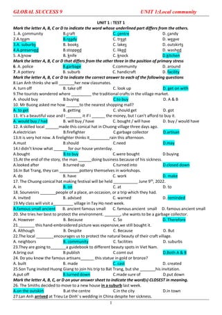 BÀI TẬP BỔ TRỢ TIẾNG ANH LỚP 9 CẢ NĂM - GLOBAL SUCCESS - NĂM HỌC 2024 ...