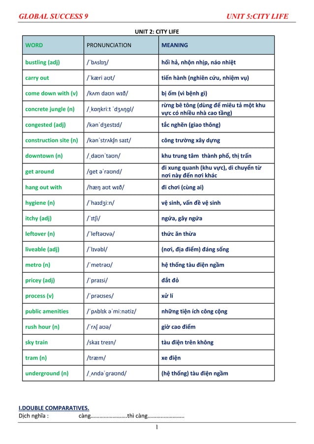 BÀI TẬP BỔ TRỢ TIẾNG ANH LỚP 9 CẢ NĂM - GLOBAL SUCCESS - NĂM HỌC 2024-2025 - HK1 (BẢN HS-GV ...