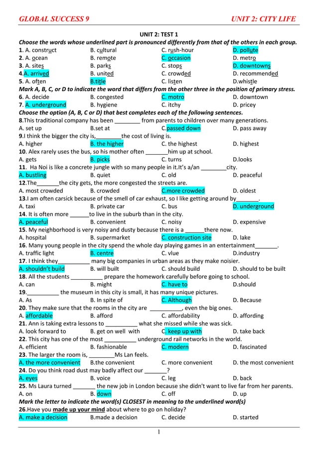 BÀI TẬP BỔ TRỢ TIẾNG ANH LỚP 9 CẢ NĂM - GLOBAL SUCCESS - NĂM HỌC 2024-2025 - HK1 (BẢN HS-GV ...