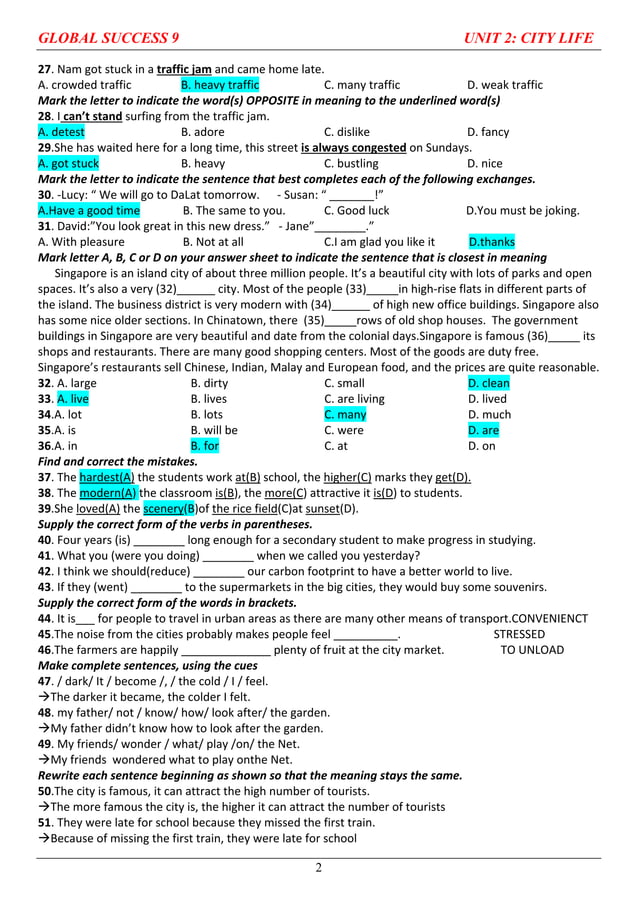 BÀI TẬP BỔ TRỢ TIẾNG ANH LỚP 9 CẢ NĂM - GLOBAL SUCCESS - NĂM HỌC 2024-2025 - HK1 (BẢN HS-GV ...
