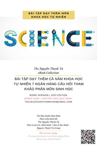 BÀI TẬP DẠY THÊM CẢ NĂM KHOA HỌC TỰ NHIÊN 7 NGÂN HÀNG CÂU HỎI THAM KHẢO PHÂN MÔN SINH HỌC.pdf