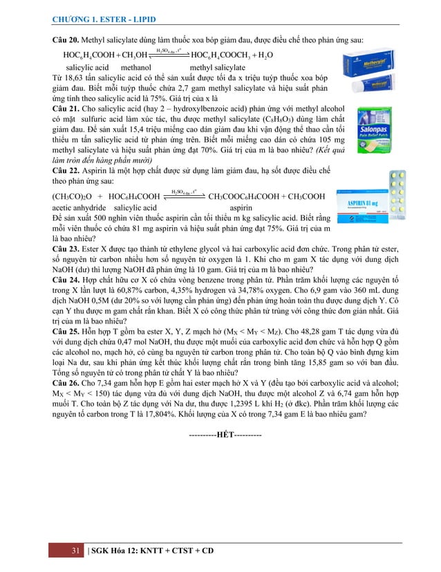 BÀI TẬP DẠY THÊM HÓA HỌC LỚP 12 - CẢ NĂM - THEO FORM THI MỚI BGD 2025 (DÙNG CHUNG 3 BỘ SÁCH KẾT ...