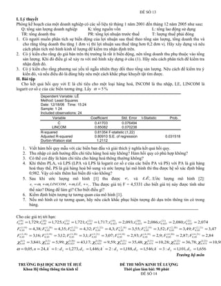 Bài tập kinh tế lượng | DOC