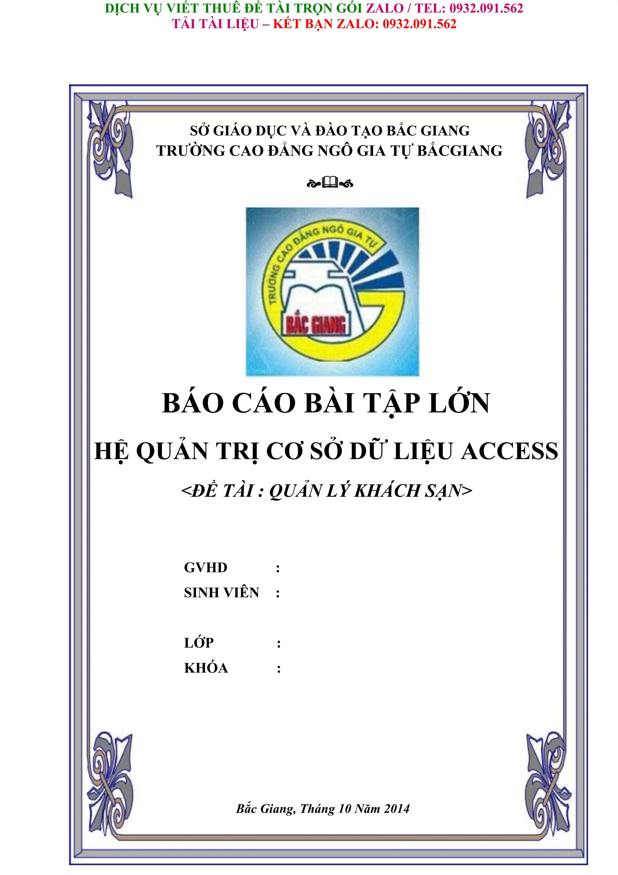 Bài Tập Lớn Hệ Quản Trị Cơ Sở Dữ Liệu Access.doc