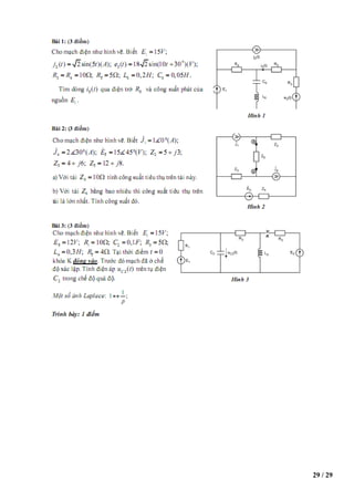Bài tập Lý thuyết mạch cua dai hoc bach khoa | PDF