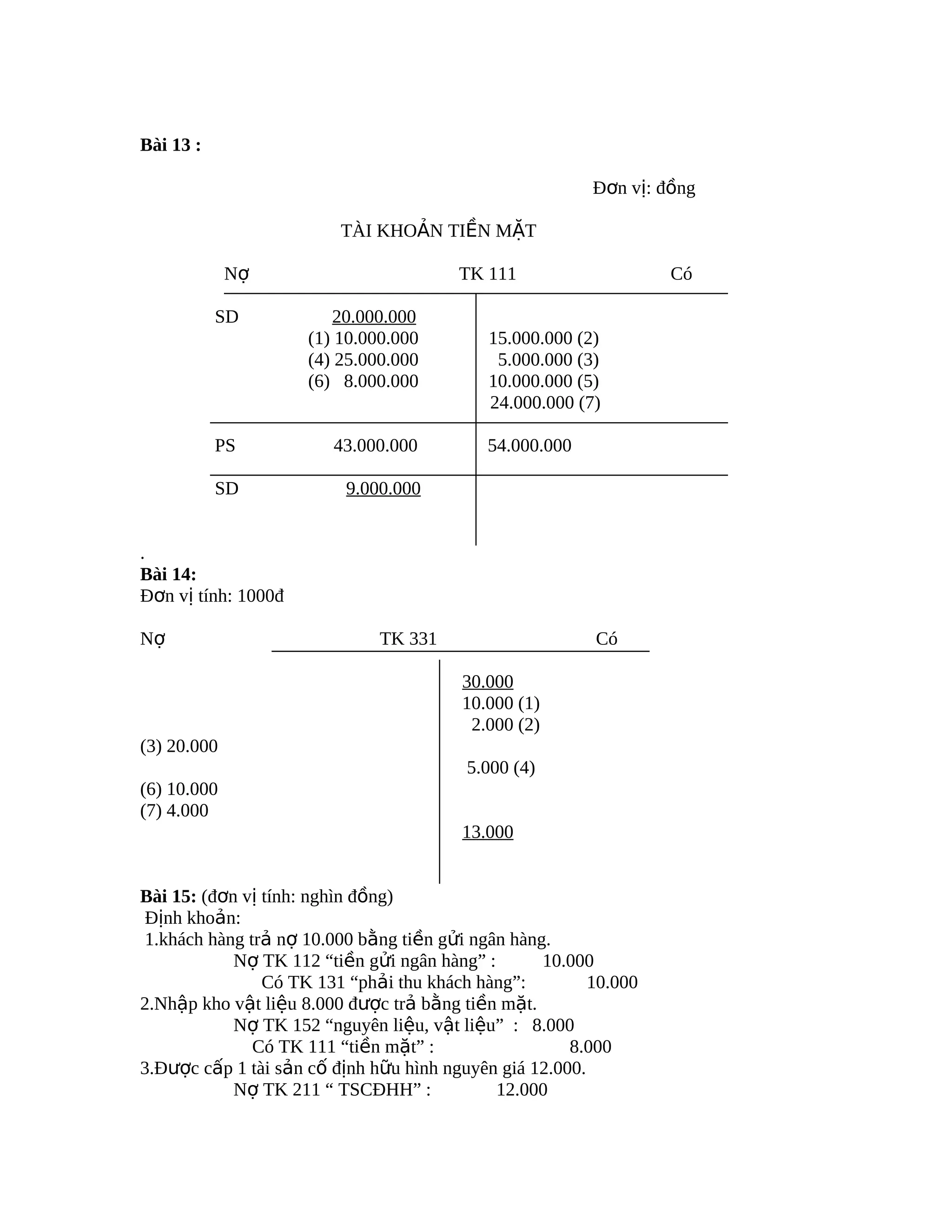 Bài tập nguyên lý kế toán có lời giải | PDF