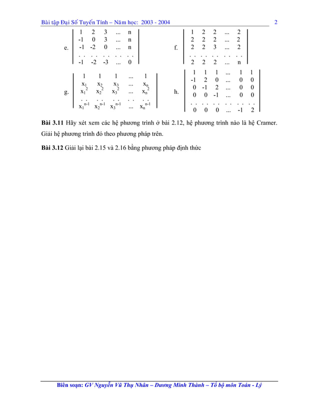 Bài tập định thức bookbooming | PDF