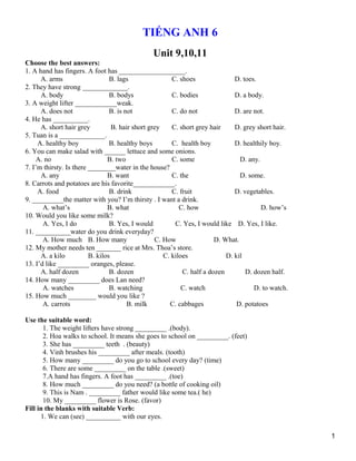 Bài tập ôn thi hkii tiếng anh lớp 6 | PDF