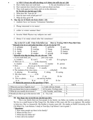 Bài tập ôn thi hki tiếng anh lớp 7 | PDF