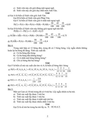 Bài tập Xác suất thống kê | DOC