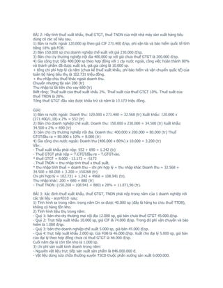 Bài tập thuế có lời giải | DOC