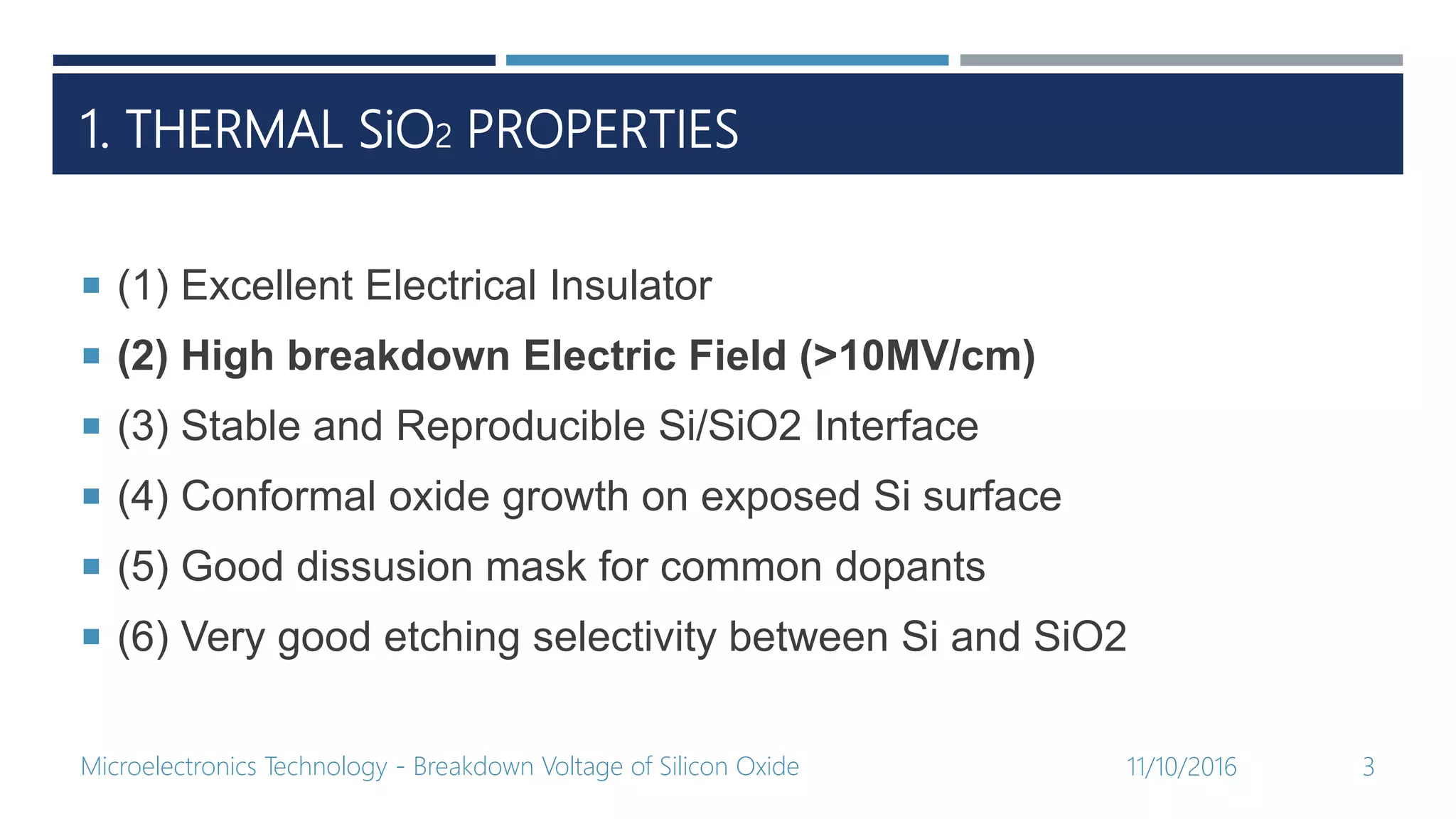 Breakdown Voltage of Silicon Dioxide | PPTX