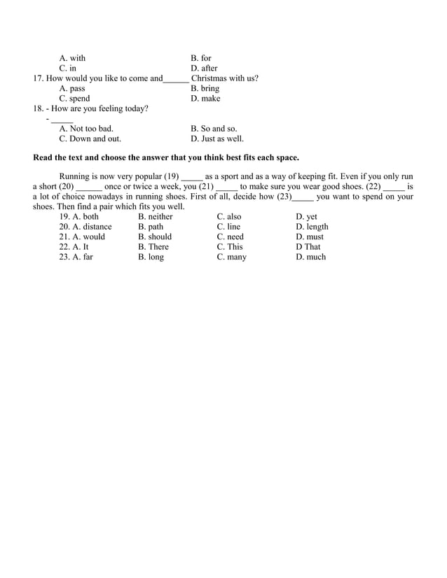 Bài tập tiếng anh lớp 6 (bài 12) | DOC