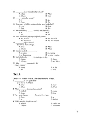 Bài tập tiếng anh lớp 6 (bài 5) | DOC
