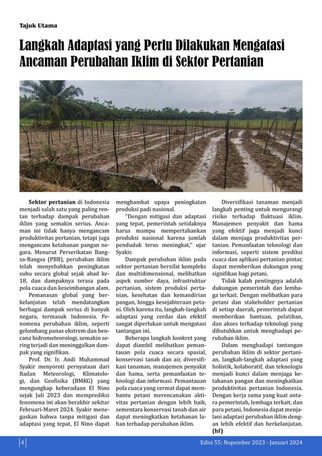 BITRANET edisi 55. Adaptasi Pertanian Organik dengan Perubahan Iklim | PDF