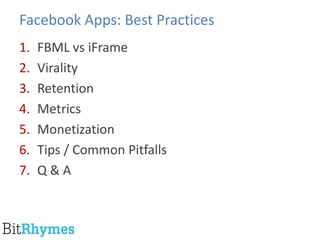"Facebook Platform Best Practices" - Facebook Developer Garage Bangalore | PPT