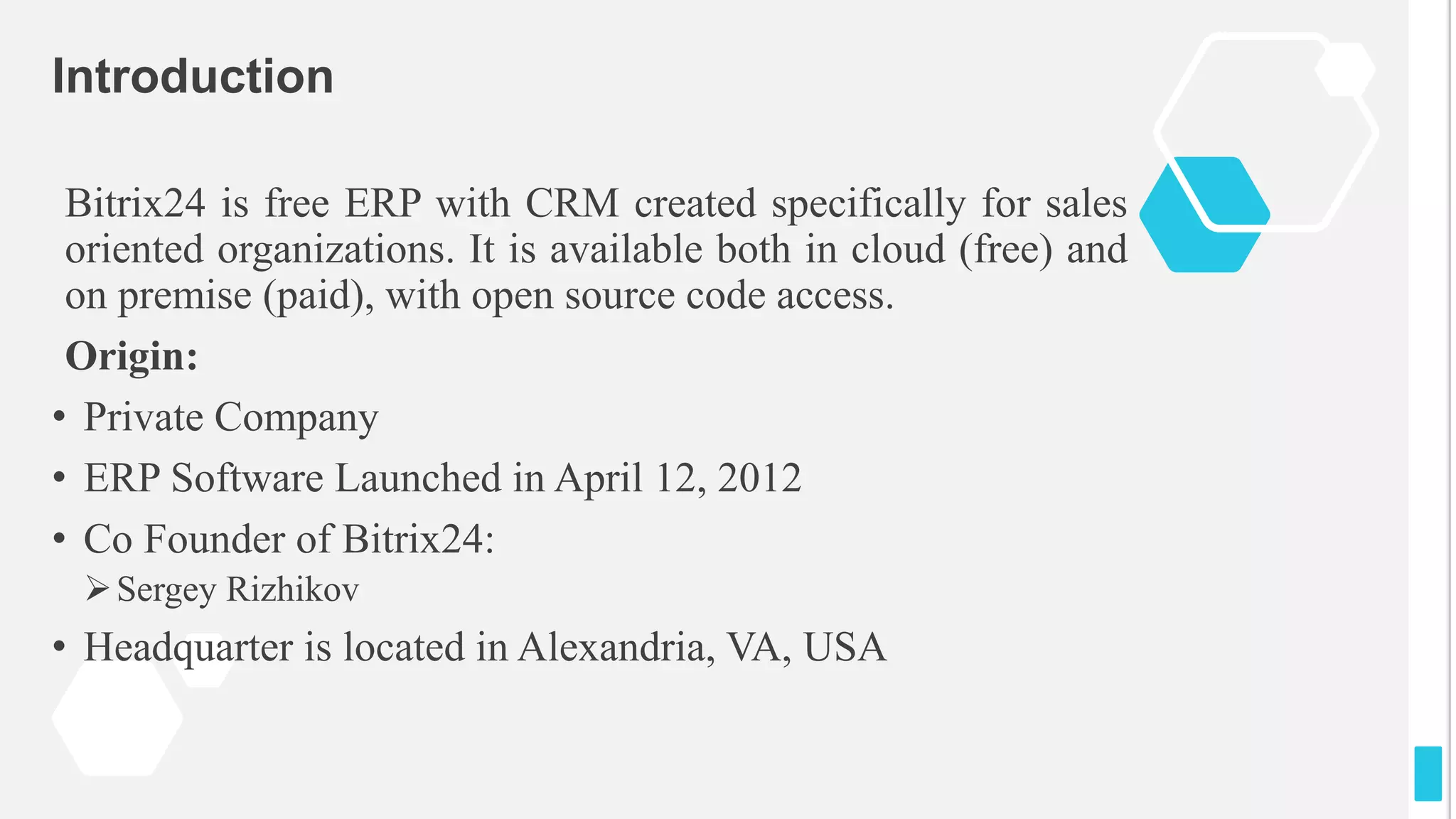 Bitrix24 Enetrprise Reosurce Planning System | PPTX