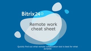 Bitrix24 remote work cheat sheet | PPTX | Web Conferencing | Computer Software and Applications