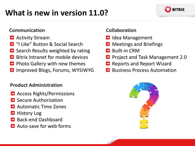 Bitrix Intranet Version 11.0 Presentation | PPT