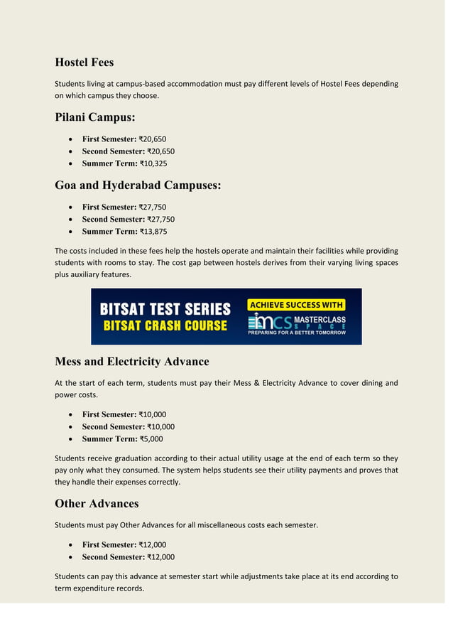 BITSAT Fee Structure (2024-25) - Masterclass Space.pdf