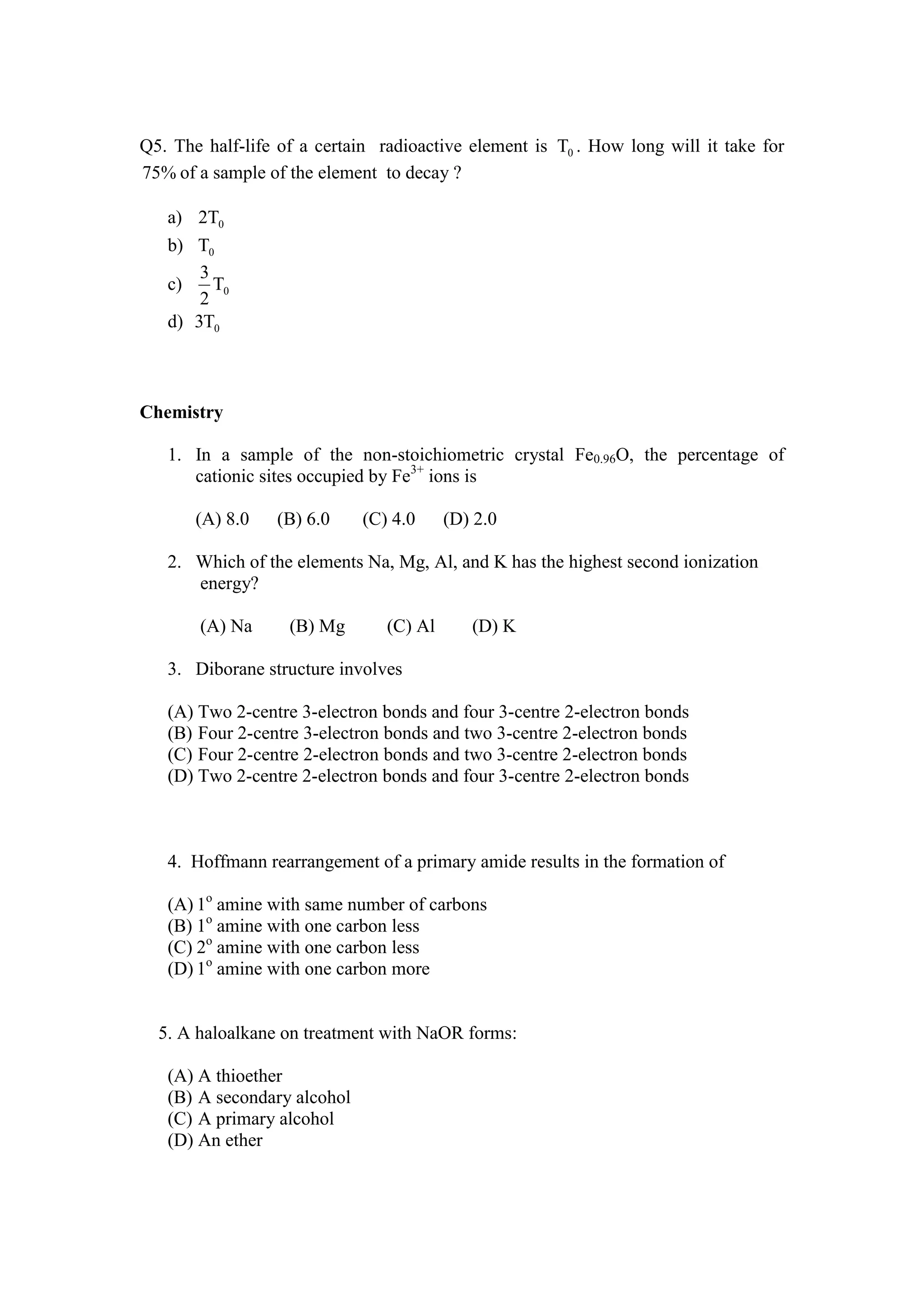 Bitsat sample | PDF | Chemistry | Science
