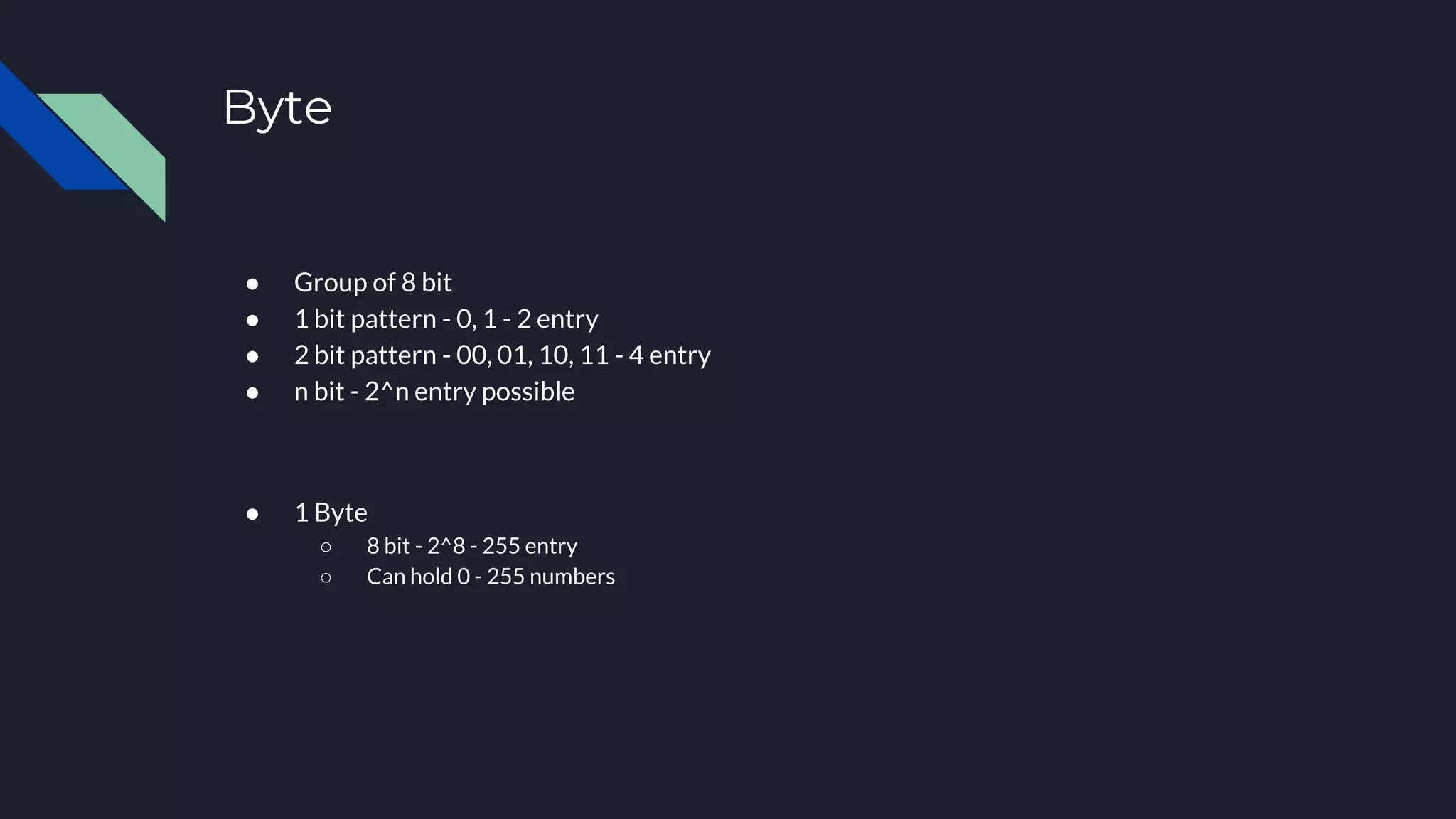 Bits, bytes and characters | PPT