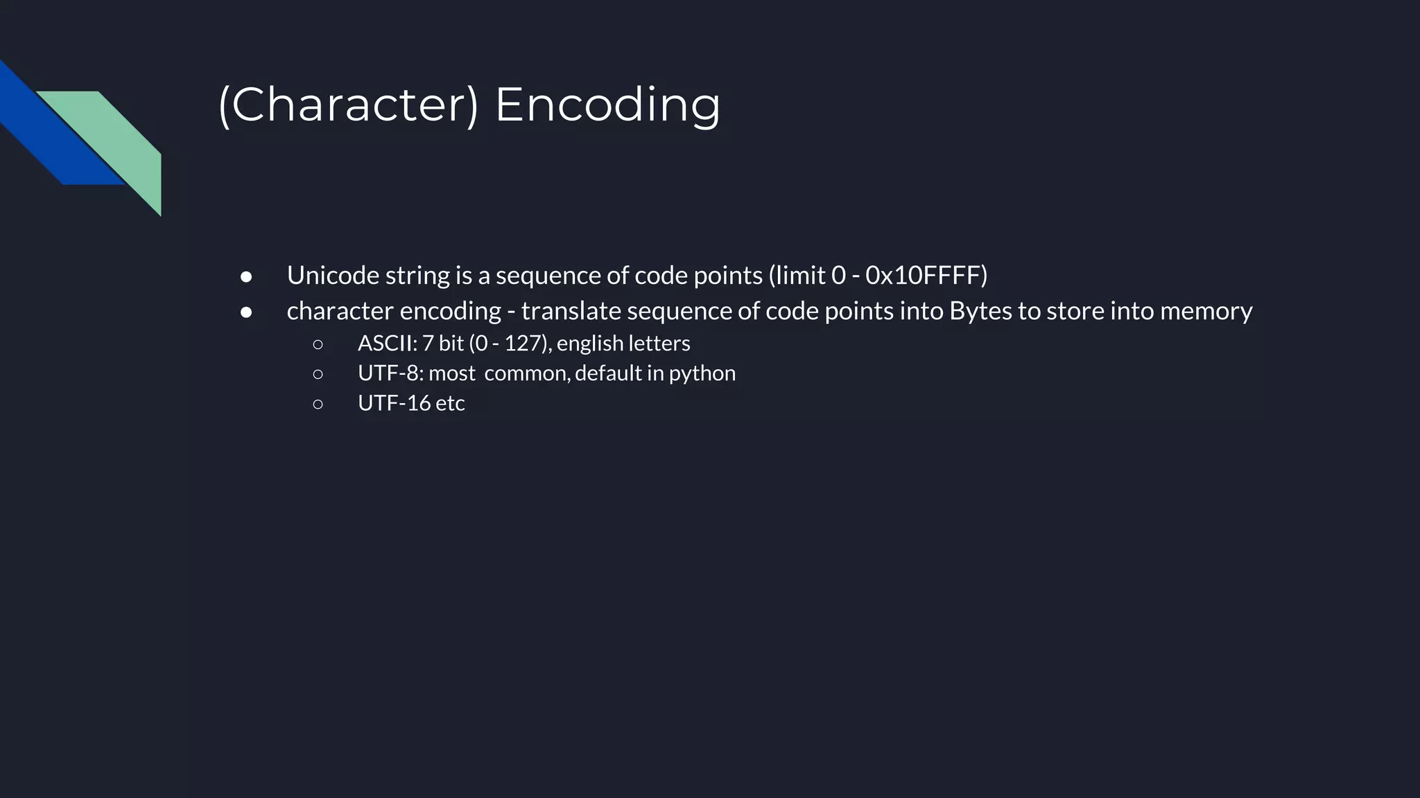 Bits, bytes and characters | PPT