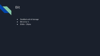 Bits, bytes and characters | PPT