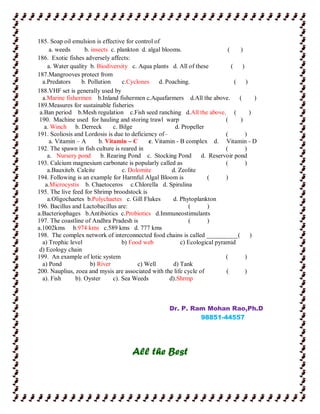 FISHERIES SAMPLE PAPER | PDF