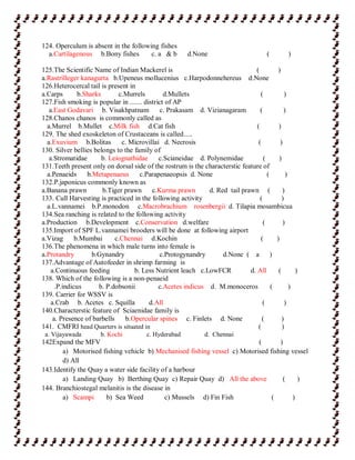 FISHERIES SAMPLE PAPER | PDF