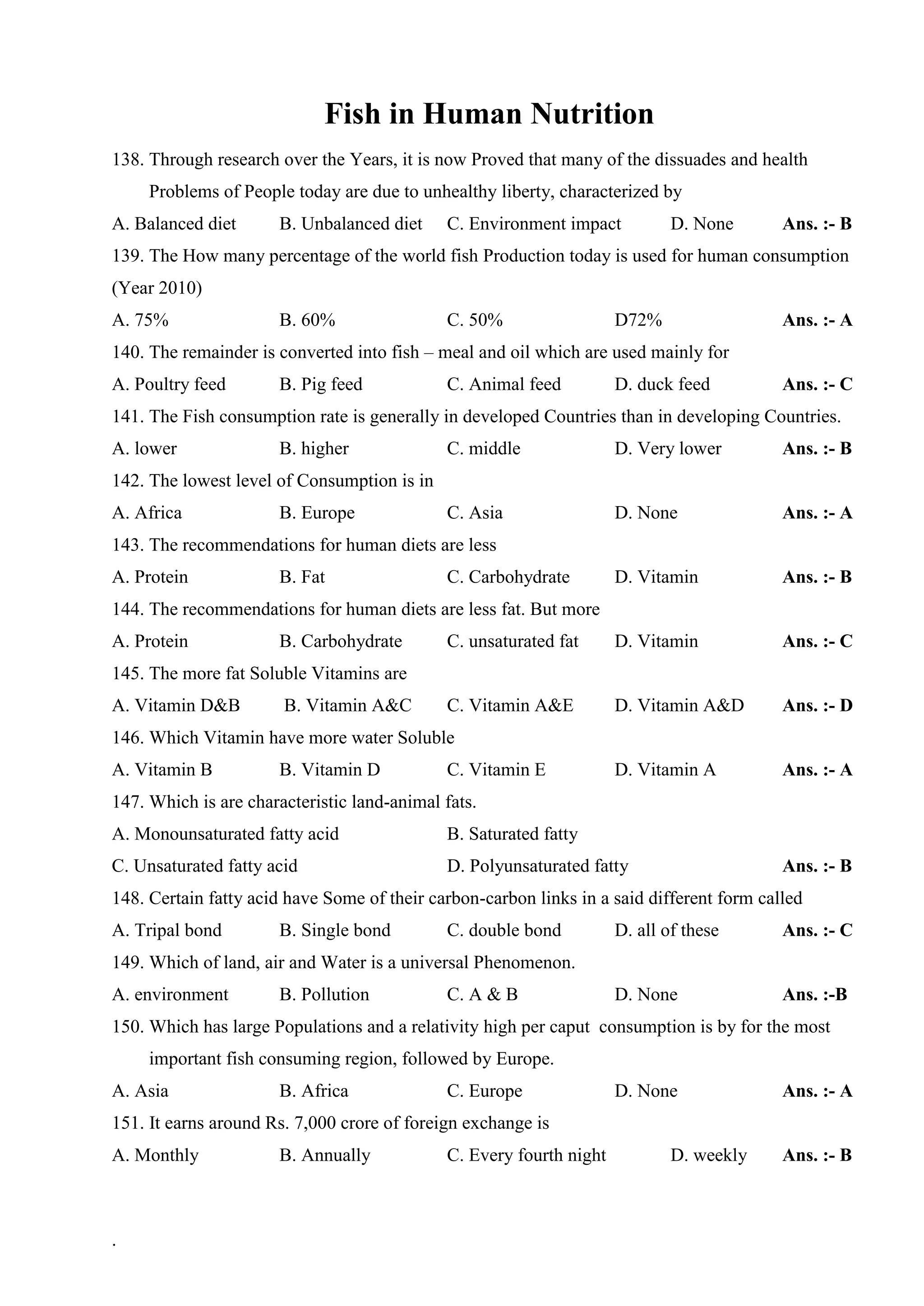QUESTION BANK OF HANDBOOK AQUACULTURE | PDF