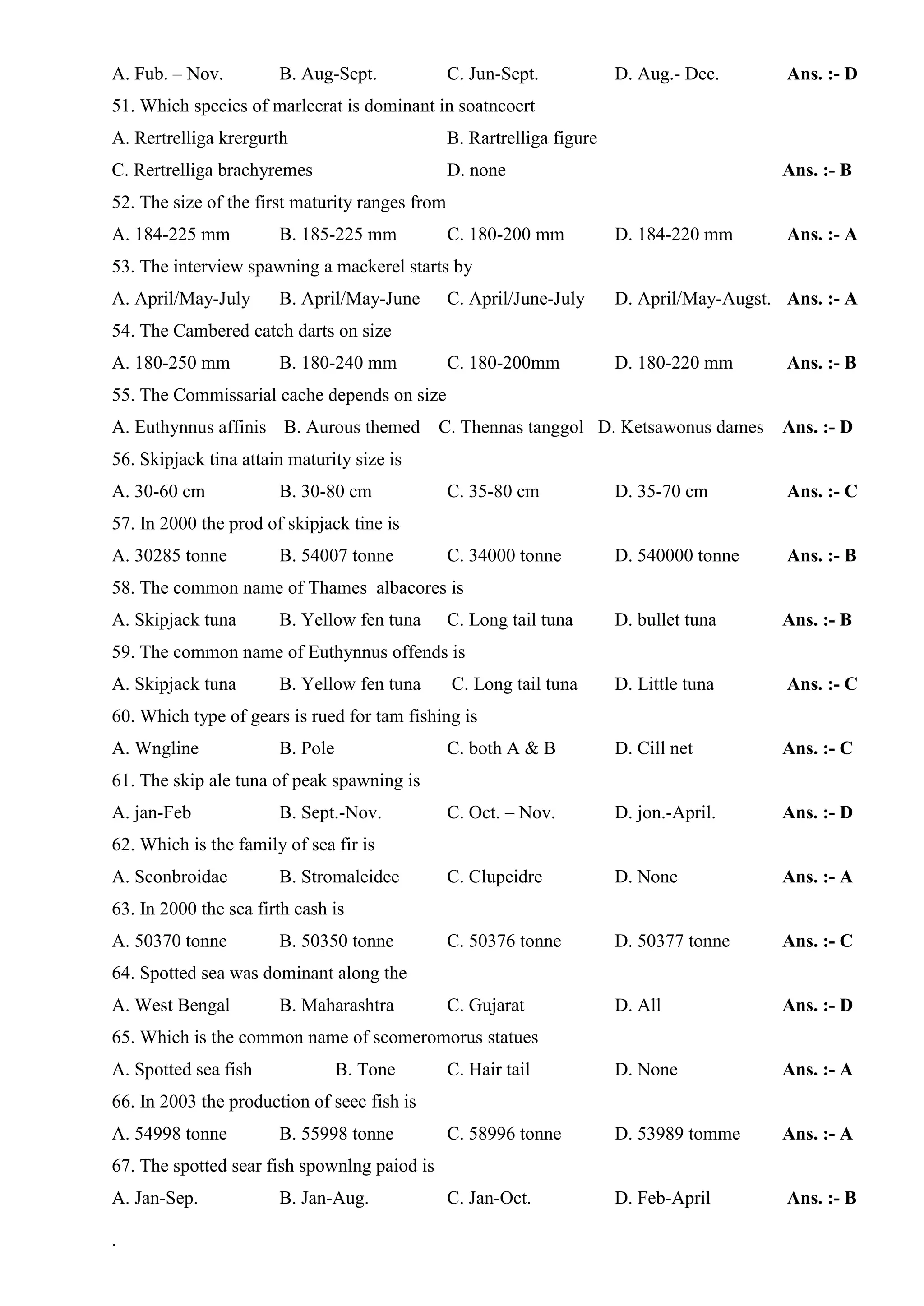 QUESTION BANK OF HANDBOOK AQUACULTURE | PDF