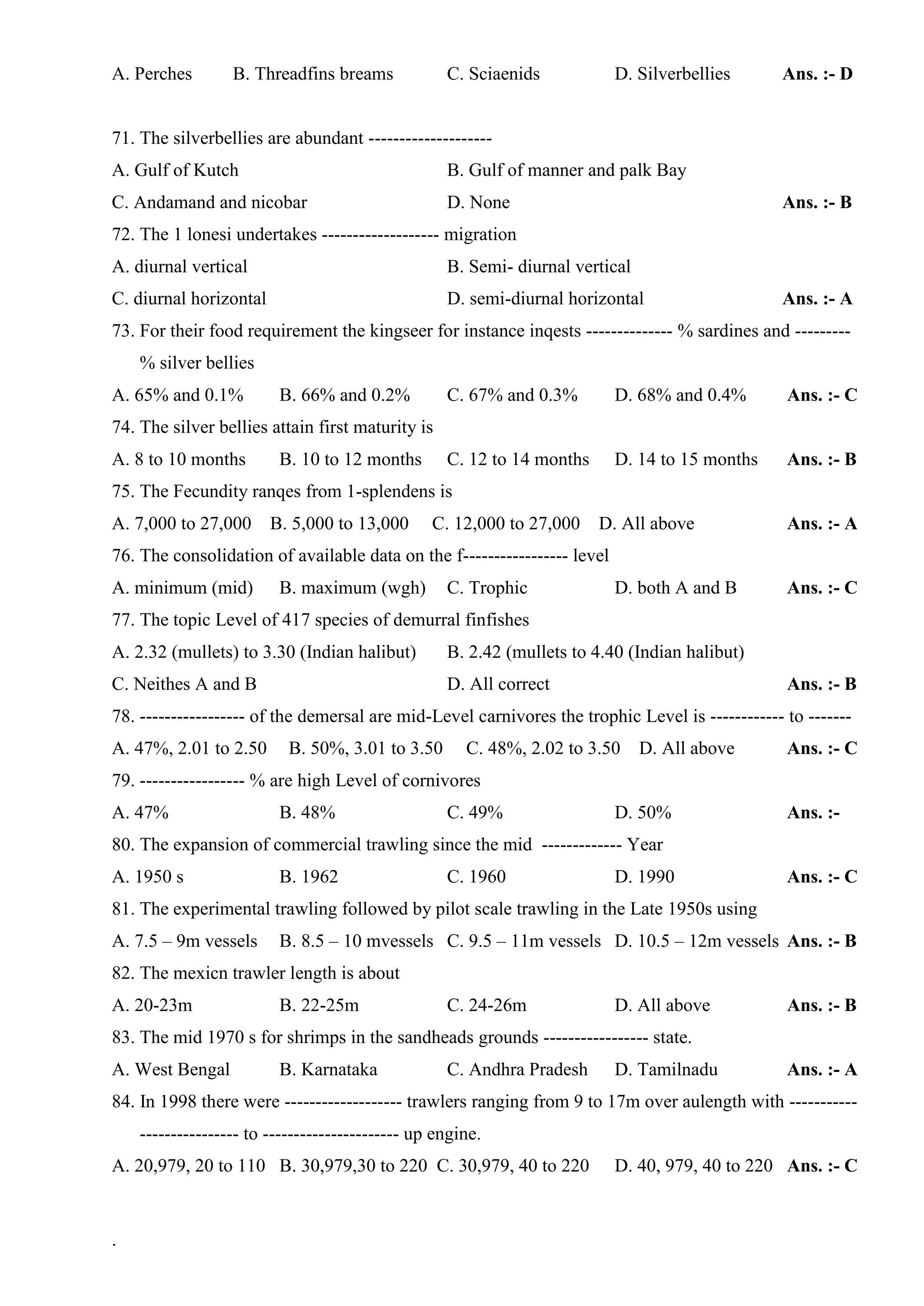 QUESTION BANK OF HANDBOOK AQUACULTURE | PDF