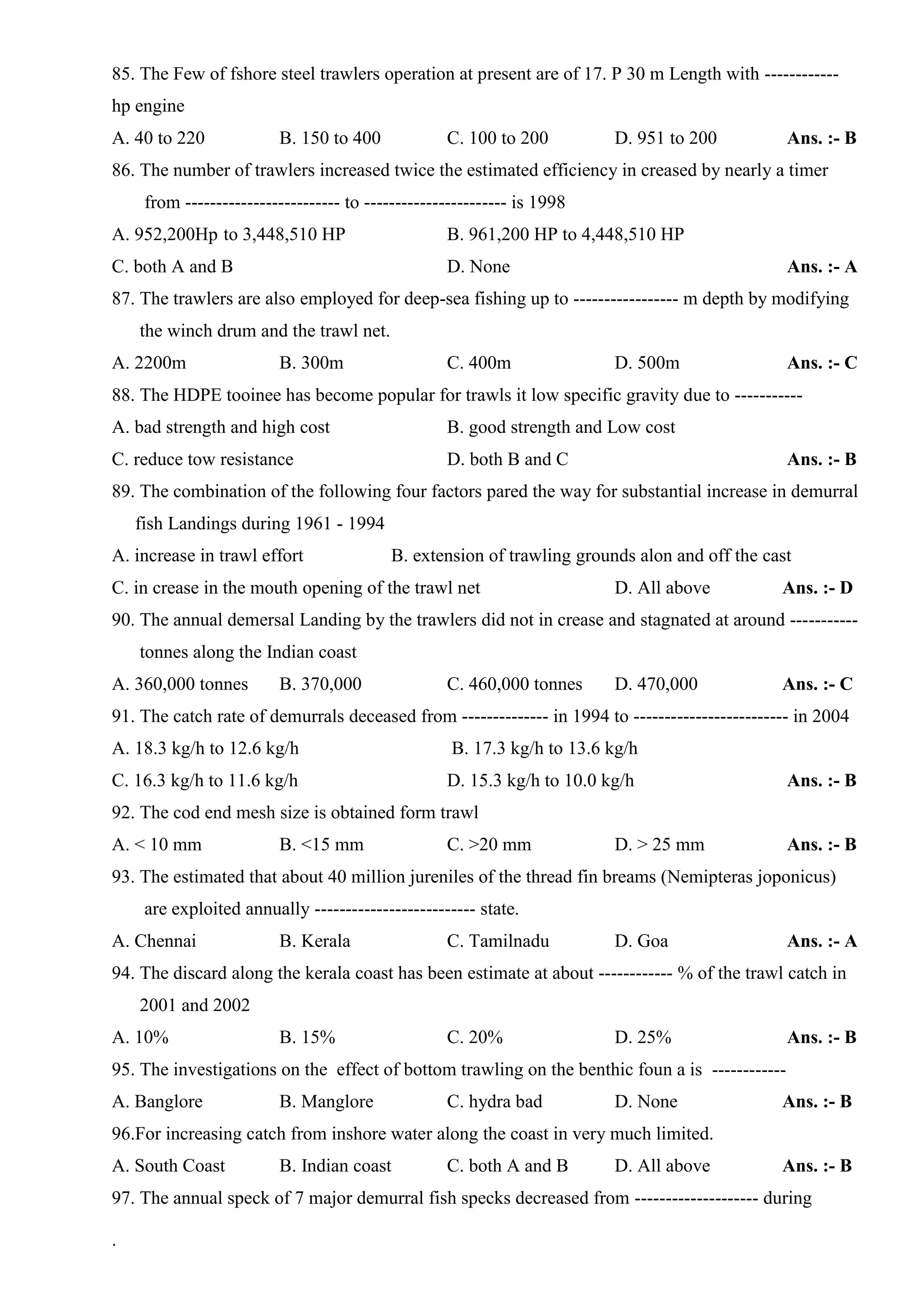 QUESTION BANK OF HANDBOOK AQUACULTURE | PDF
