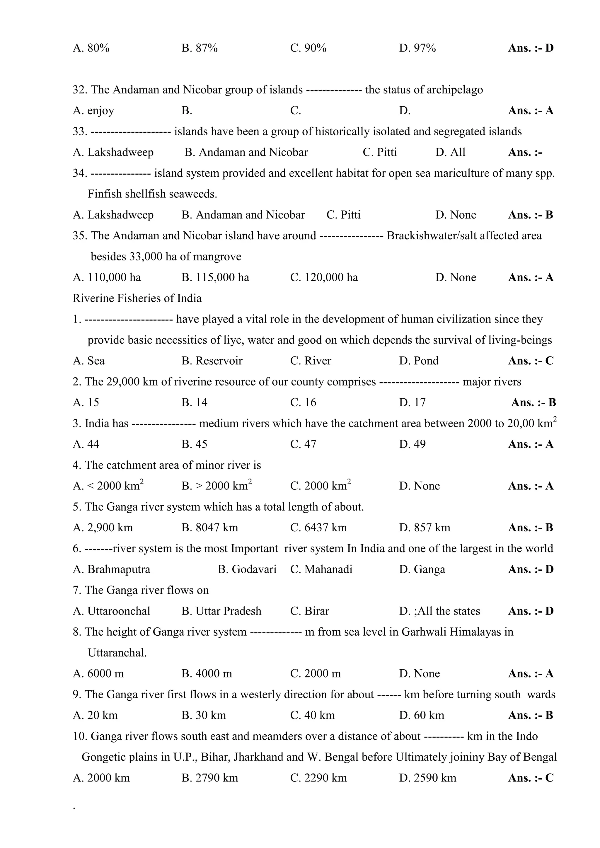 QUESTION BANK OF HANDBOOK AQUACULTURE | PDF