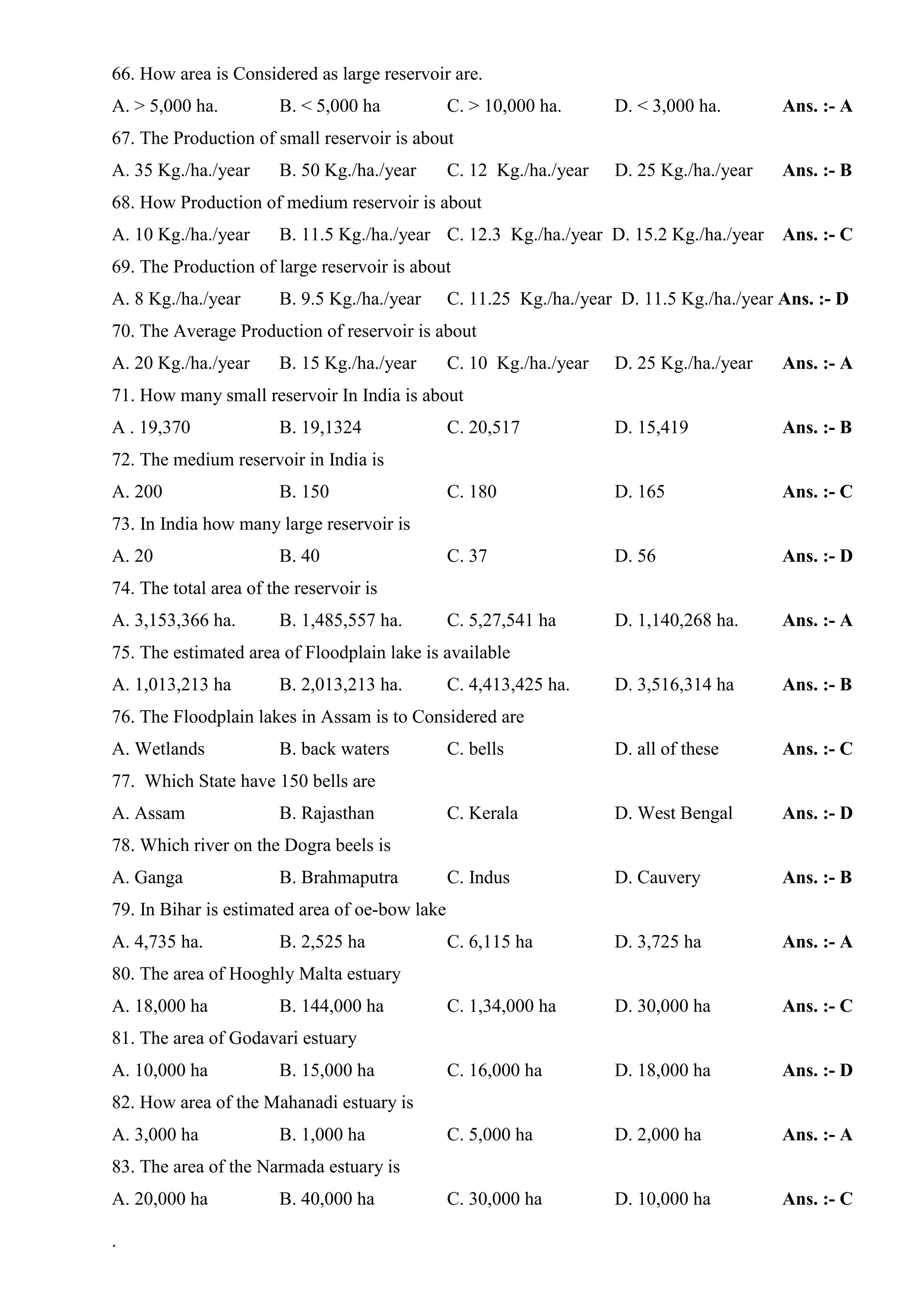 QUESTION BANK OF HANDBOOK AQUACULTURE | PDF