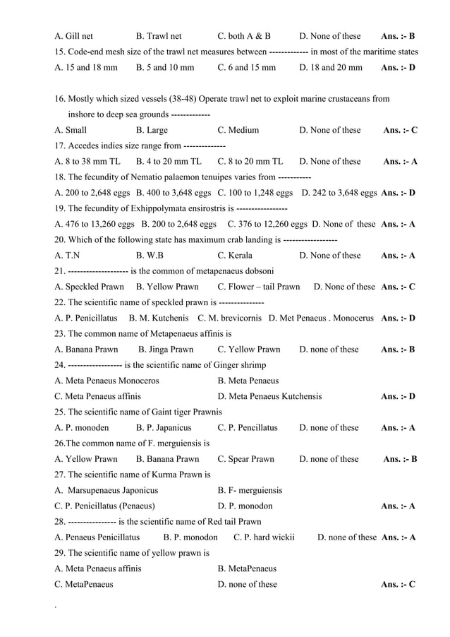 QUESTION BANK OF HANDBOOK AQUACULTURE | PDF | Fishing Sports | Sports