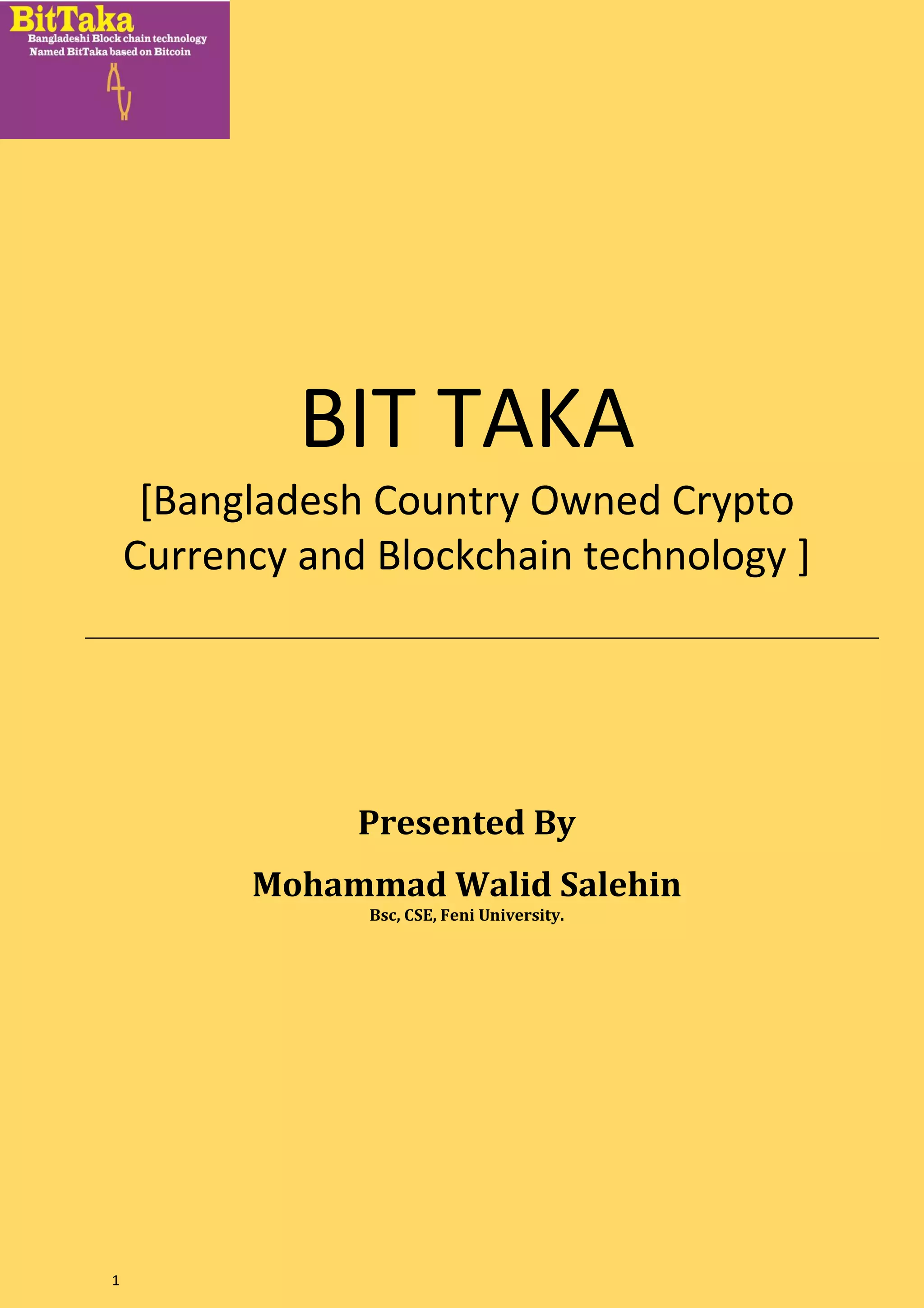 Bit taka bangladeshi country owned crypto currency | PDF